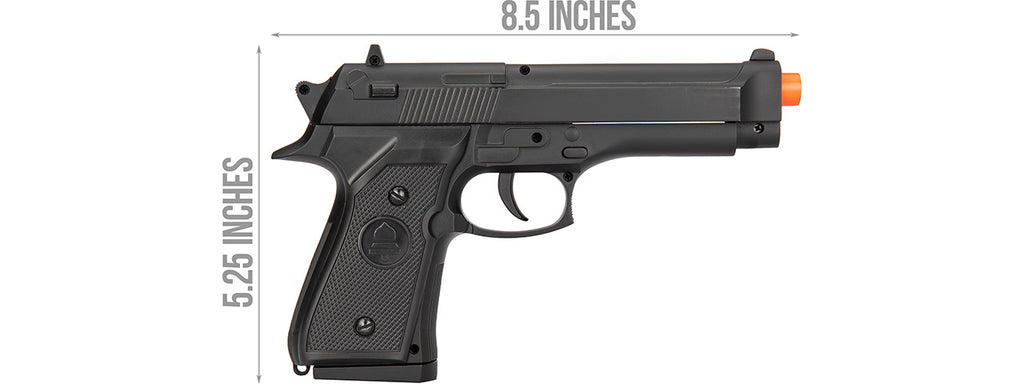 Double Bell M9 Metal Body Airsoft Spring Pistol (Black) - Army AirsoftGuns