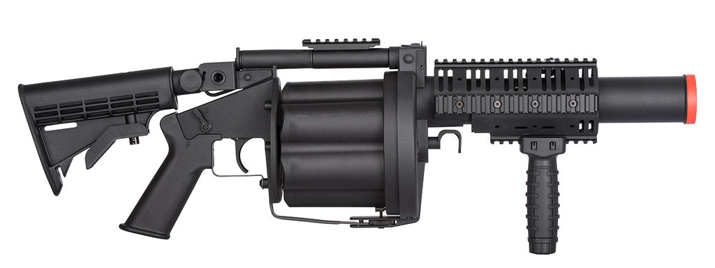 ICS MGL Long Barrel Airsoft 6-Round Revolving Grenade Launcher w/ Rail ...