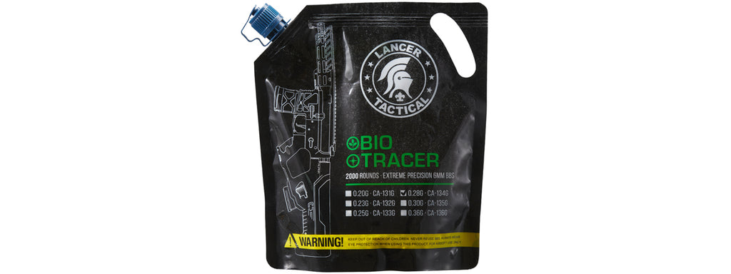 Lancer Tactical 2000 Round 0.28g Bio-Tracer BBs (Color: Green) - Army ...