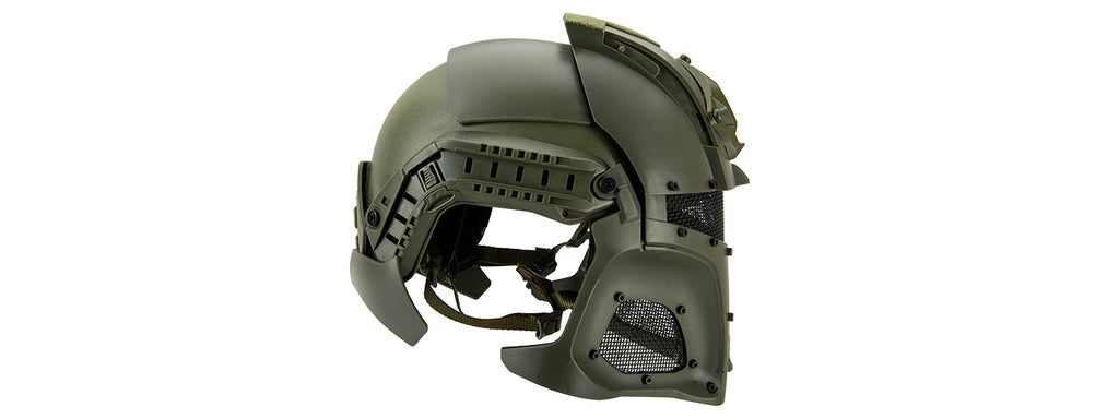 Interstellar Battle Trooper Full Face Airsoft Helmet (OD GREEN) Airsof ...