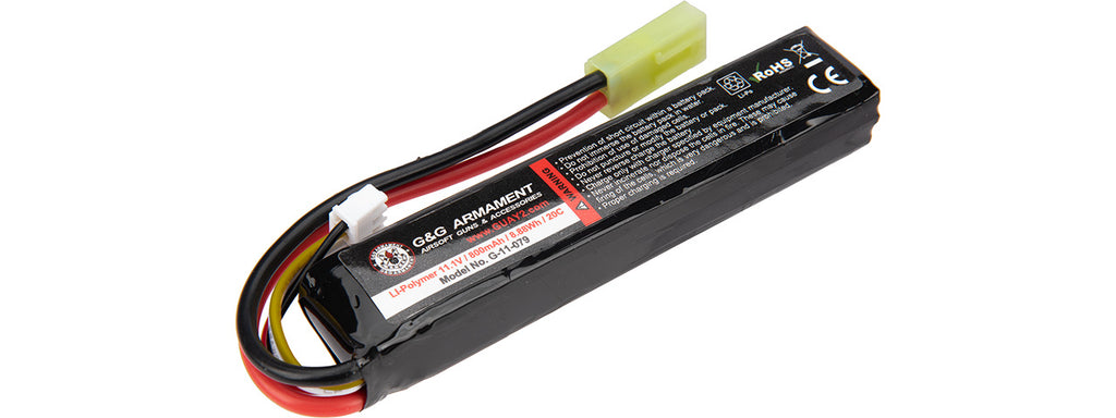 G&G 20C 11.1V 800mAh Li-Po Battery (For M4/M16 Stock Tube) - Army ...