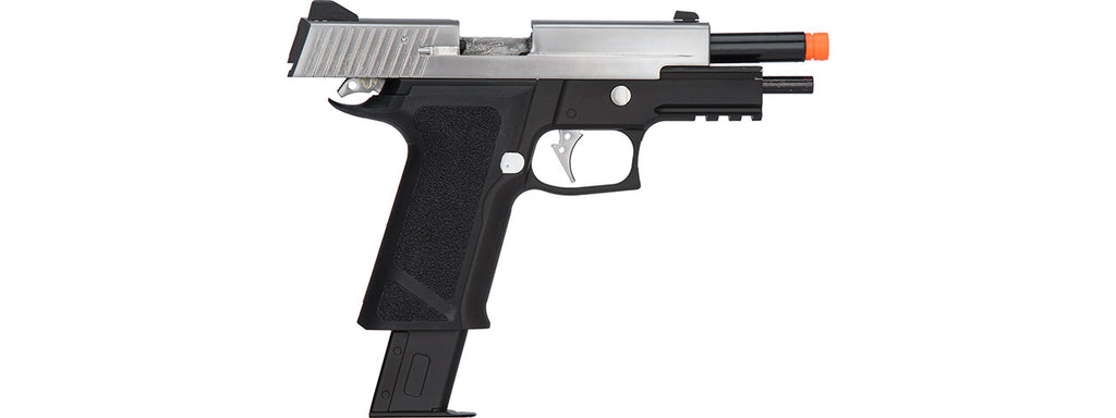 WE Tech P-Virus Two-Tone Gas Blowback Airsoft Pistol (BLACK/SILVER ...